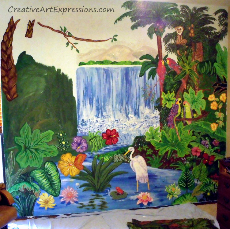 Creative Art Expressions Rainforest Mural In Progress | Creative Art ...