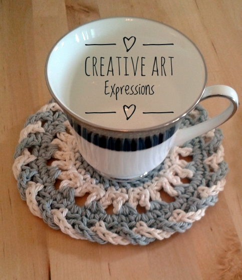 4 Crocheted Round Fancy Coasters Cotton Gray & Ivory | Creative Art ...