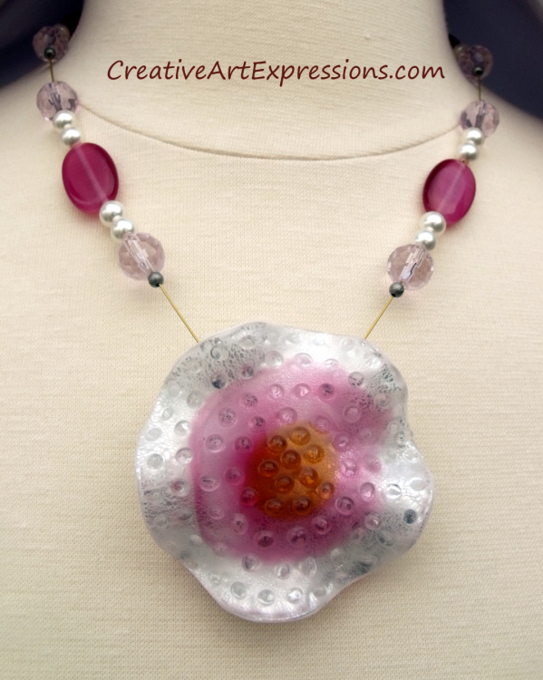 Creative Art Expressions Handmade Pink & White Necklace Jewelry Design ...